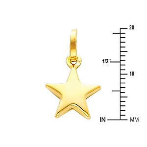 14k REAL Yellow Gold Star Charm Pendant