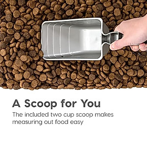 IRIS USA Dog Food Storage Container, 30 lbs & 11 lbs Combo, Cat Food Storage Container, Dog Treat Container, Airtight, Stackable, 2-Cup Scoop, Wheels, Easy Mobility, Chrome