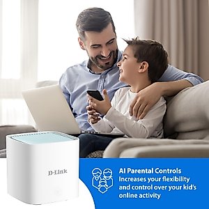 D-Link M15/2 Eagle Pro AI Mesh WiFi 6 Router System (2-Pack) AX1500 - Multi-Pack for Smart Wireless Internet Network, Voice Control