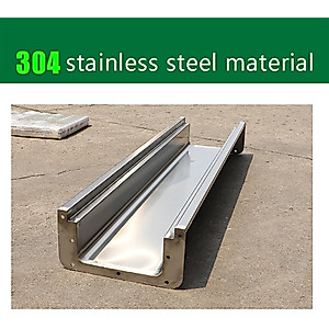 304 Stainless Steel Channel Drain, U - Shaped Channel Drain Heavy Duty Trench Drain for Outdoor Garage Yard Indoor Hotel Kitchen Bathroom(116x20x15cm/46x6x6in)