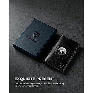 LORZOR Slim Airtag Wallet for Men, Bifold Leather Mens Wallets with Magnetic Closure, Smart Wallet RFID Blocking Pop Up Card Holder,Minimalist Wallet with Gift Box（No Airtag Included）