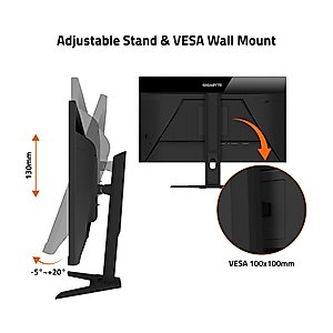 GIGABYTE M28U 28" 144Hz Gaming Monitor, 3840 x 2160 SS IPS Display, 1ms (GTG) Response Time, 9‎4% DCI-P3, VESA Display HDR400, FreeSync Premium Pro, 1x Display Port 1.4, 2x HDMI 2.1 (M28U-SA)