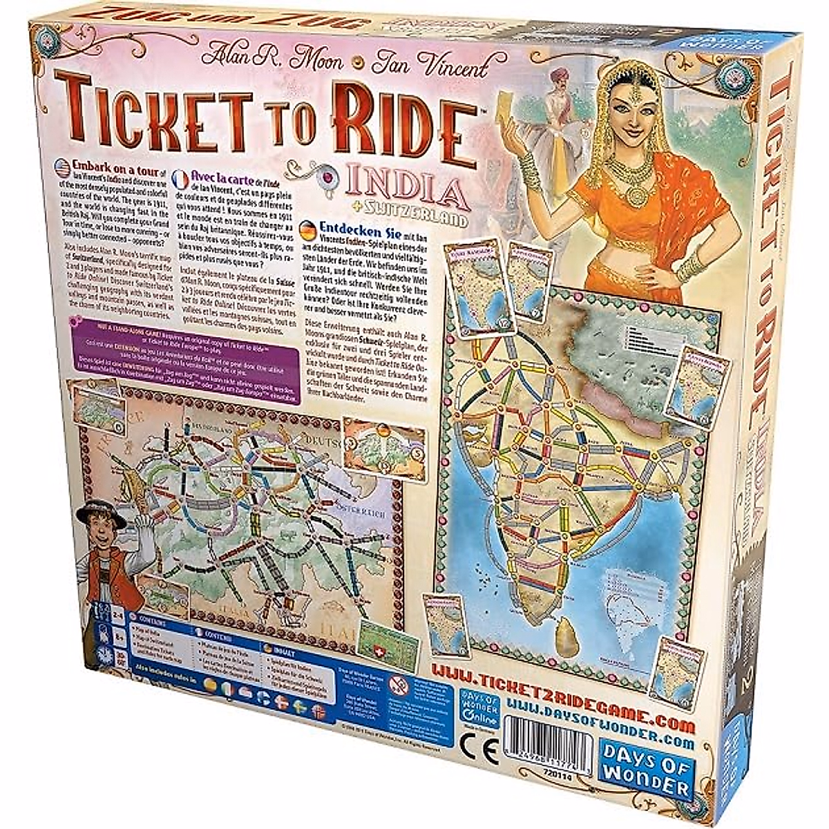 Ticket to Ride India + Switzerland Board Game EXPANSION - Expand Your Railway Adventures! Fun Family Game for Kids & Adults, Ages 8+, 2-4 Players, 30-60 Minute Playtime, Made by Days of Wonder