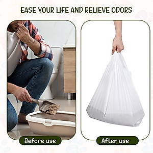 Yunlly 100 Pcs Cat Litter Box Liners Compatible with LitterMaid 13 x 22 Inch Heavy Duty Cat Litter Bags Trash Liners with Handles for Use in Self Cleaning Litter Waste Trays Cat Pan Waste Bin