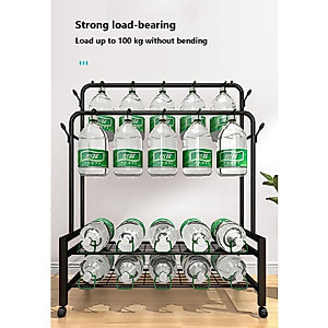 Double Garment Rail with Top Rod and 2-Tier Shelves Heavy Duty Stainless Steel Clothes Rack with Castors for Everyday Home Dormitory Hotel Adds Instant Closet Space (Color : Black, Size : 135CM)