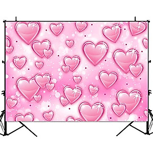 Sensfun Pink Heart Early 2000s Backdrop Y2k Birthday Party Decorations Newborn Baby Shower Love Hearts Photography Background Valentines Day Portrait Photo Booth Studio Shoot Props 7x5ft