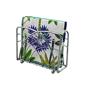 Deluxe Metal Napkin Holder Self Standing Silver Cafe Cocktail and Luncheon Napkin Holder Caddy