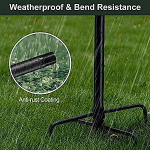 String Light Poles for Outside 2 Pack, Outdoor Light Poles for String Lights with 5-Prong Base and Spiral Ground Anchor, 8.5 ft Heavy Duty Metal Posts for Backyard Garden Patio Christmas Lighting