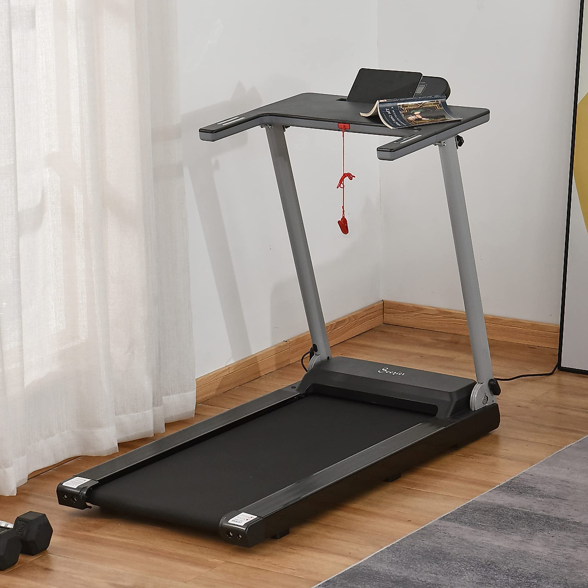 Soozier Foldable Electric Motorized Treadmill Running Machine with 12 Pre-Set Programs 7.5 MPH Max Speed LCD Display for Home Use - Black