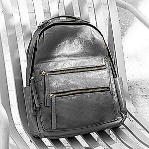 Madison West Kylee Backpack Purse for Women, Casual Daypack Handbag, Soft Vegan Leather - Charcoal