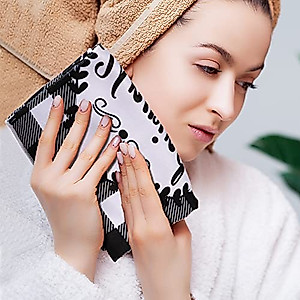 Rumia 4PCS Plaid Bathroom Hand Towels Black White Buffalo Plaid Farmhouse Bathroom Hand Towel Relax Soak Unwind Breathe Kitchen Dish Hand Towel Bath Towels Decorative Set for Bathroom Restroom Decor