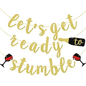 Jessgoss Let's Get Ready to Stumble Banner Sign, Wine Party Decorations, Pre-strung Party Decor for Bachelorette Party, Winery Bridal Shower, Engagement, Wedding, Girls Night, Wine Winery Party
