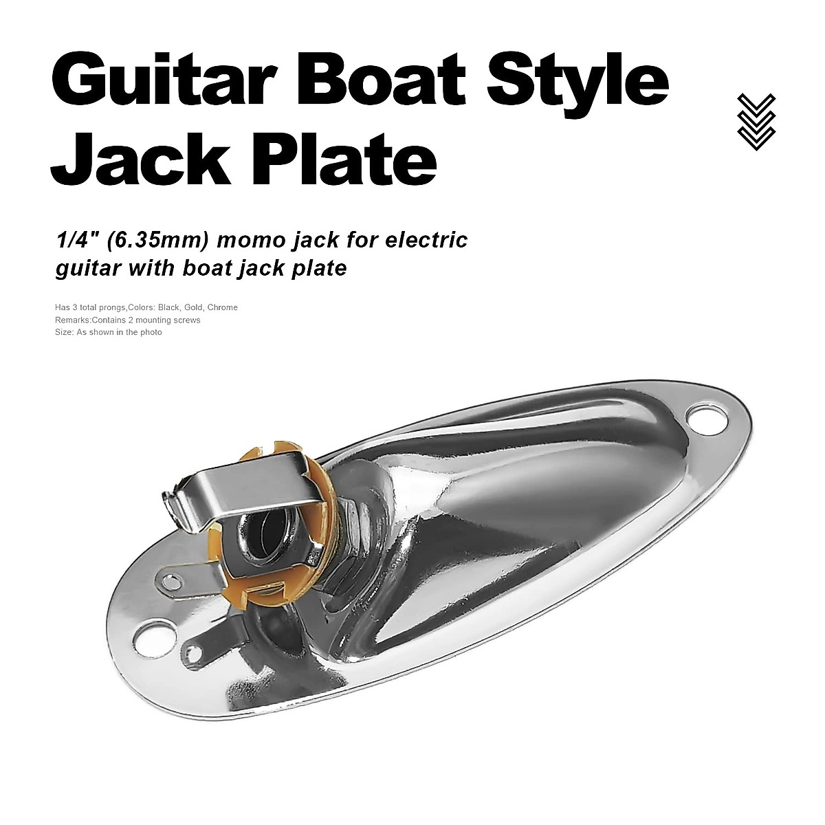 MAXCHEER Guitar Input Jack Socket Plate Output Loaded Boat Style 1/4 Inch with Screws for Fender Stratocaster Strat St Mono Electric Guitar for Electric Guitar Replacement Parts (Chrome)