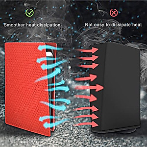 DOB SECHS Silicone PS5 Cover for Playstation 5 Disc Edition Console, Anti-Scratch, Anti-Fall PS5 Skin Protective Cover, Waterproof, Dustproof PS5 Console Cover, Red