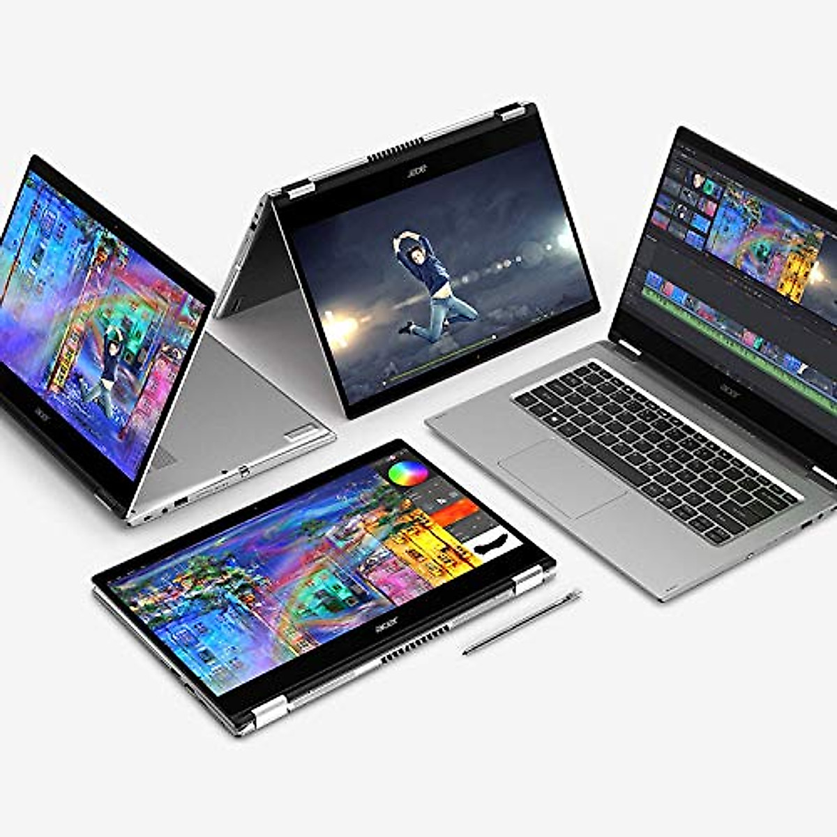 Acer Spin 3 Convertible Laptop, 14" FHD IPS Touch, Intel Core i5-1035G4, 8GB LPDDR4, 512GB NVMe SSD, WiFi 6, Backlit KB, Fingerprint Reader, Rechargeable Active Stylus, SP314-54N-50W3 (Renewed)