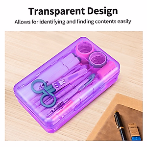 Sooez 3 Pack Pencil Case, Large Pencil Box Case, Clear Crayon Marker Box Bulk, Hard Plastic School Supplies with Snap-tight Lid, Stackable Storage Container Art Craft Organizer for Bead Pens