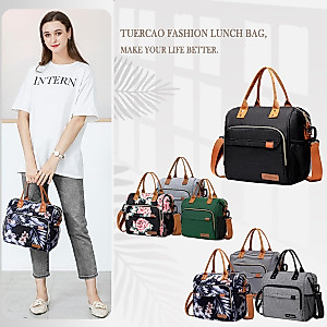 TuErCao Lunch Box for Women - Adult Insulated Lunch Bag Ladies Lunch Tote Bag for Work Loncheras para Mujer de Trabajo, Floral