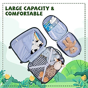 VLIVE Kids Luggage Set for Boys, 12” Backpack on Carry on Luggage for Kids, Travel Suitcase with Wheels for 3-5 years old, Dinosaur