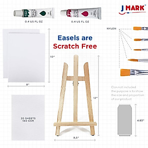 J MARK Acrylic & Watercolor Painting Kit – Complete Painting Set with Watercolor Kit, Acrylic & Watercolor Paint Tubes, Wood Easel, Watercolor Paper, Canvas Painting Kit & More