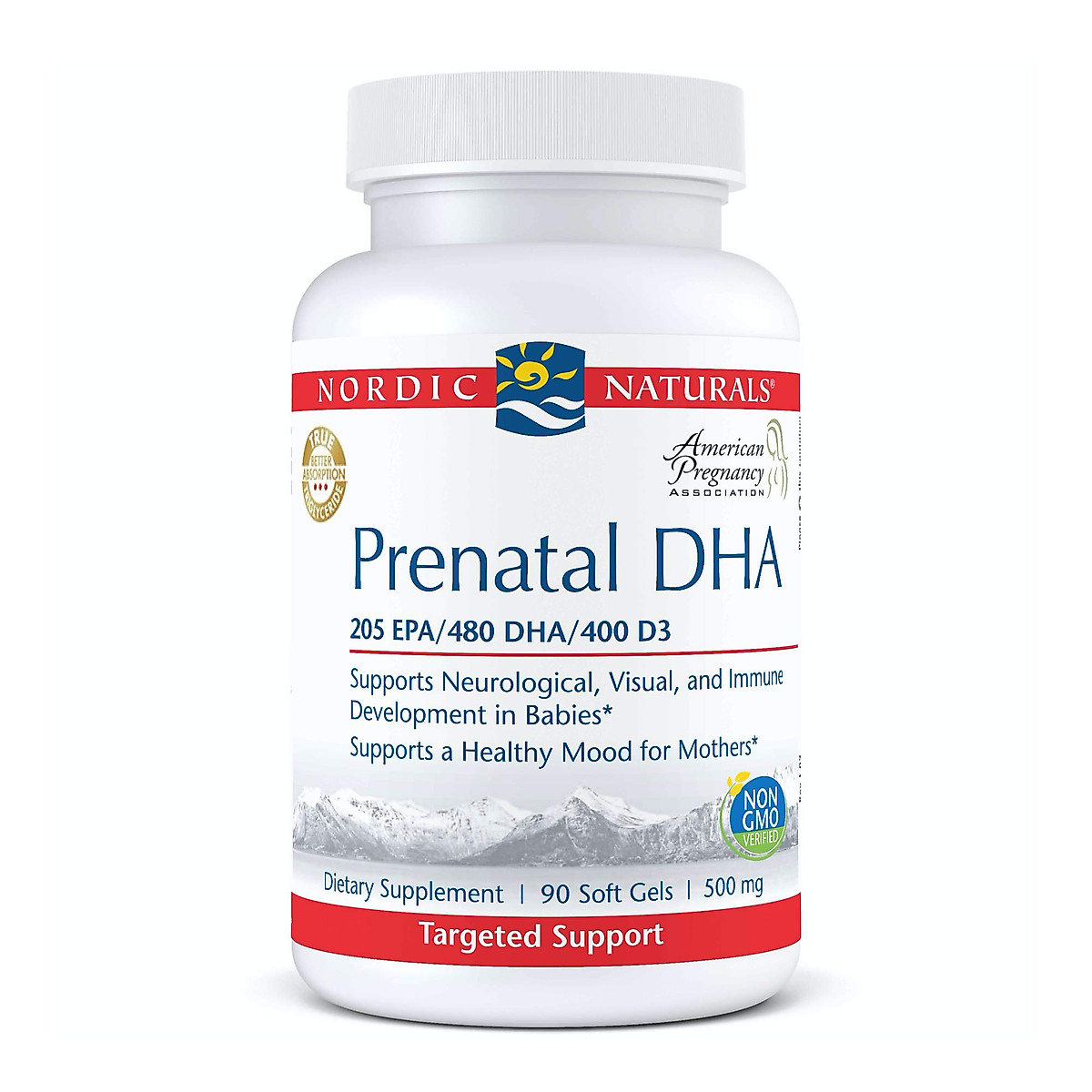 Nordic Naturals Pro Prenatal DHA, Unflavored - 830 mg Omega-3 + 400 IU Vitamin D3-90 Soft Gels - Supports Brain Development in Babies During Pregnancy & Lactation - Non-GMO - 45 Servings