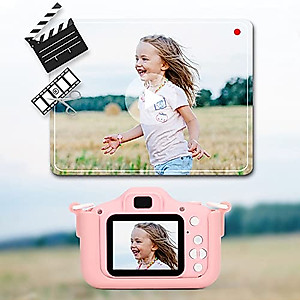 Kids Camera, TF Card Silicone 32GB Children Camera Quakeproof 2000W Pixels for Birthday Gift(Pink)