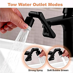 Generic ZYHS-PRO2 1440 Swivel Faucet Aerator, Alloy Sink Faucet Extender with 2 Patterns of Splash Proofing for Eye/Hair/Face Wash