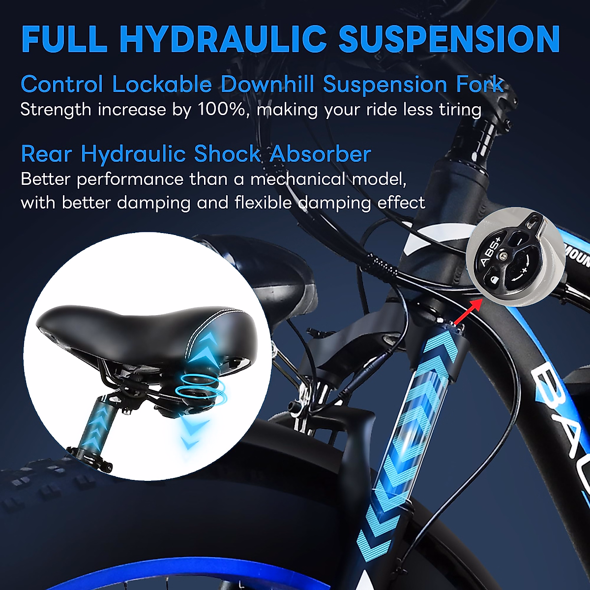 COJMOYOV 2000W Electric Bike with 20AhRemovable Battery 26"×4"Fat Tire Ebike for Adults 35MPH 80MilesElectric Bicycles with 21Speed Cruise Control Lockable Front Suspension Hydraulic Disc Brake (Blue)