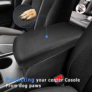 INTGET Car Center Console Armrest Cover for Kia Optima Accessories 2016 2017 2018 2019 2020 Leather Middle Console Arm Rest Box Lid Seat Cover Protector Cushion Saver (Black Stitches)