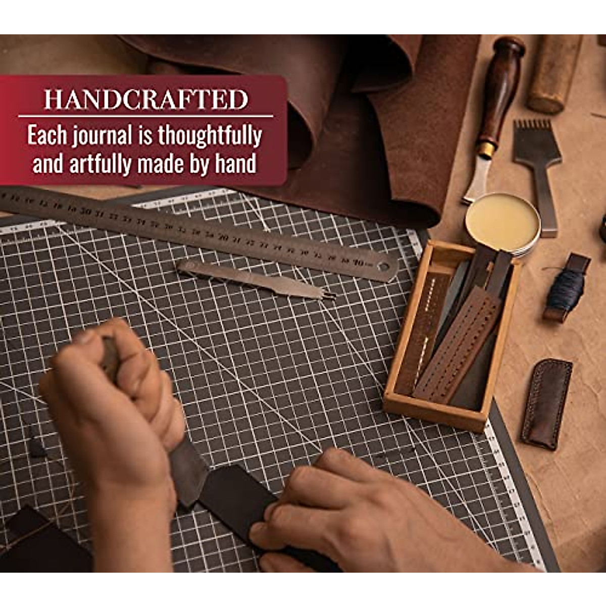 ThoughtSpace Journals Handmade Leather Journal for Women & Men - Prayer & Dream Journal for Women, Lined 6x8 Leather Bound Vintage Poetry Journal