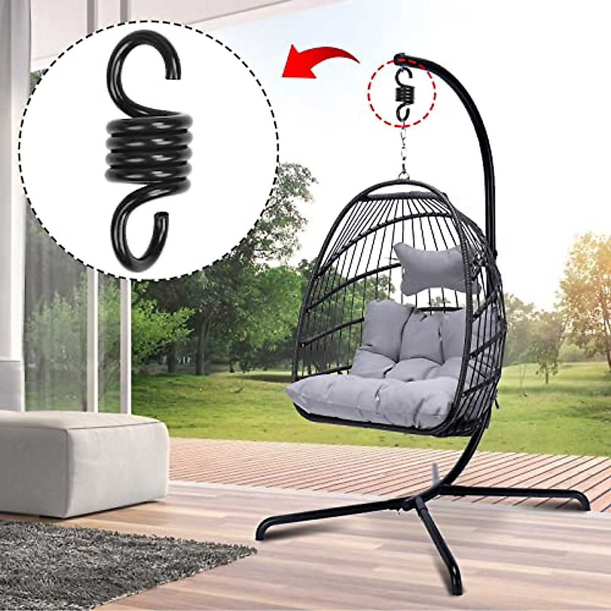 nodfosprr Heavy Duty Suspension Spring Swing Hammoch Springs for Hanging Porch Chair 550lbs Weight Capacity…