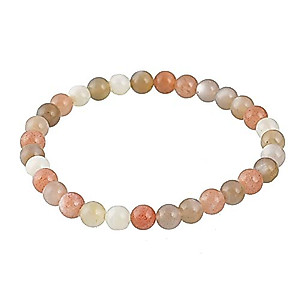 NirvanaIN Multicolor Moonstone Stretch Bracelet 6.5mm Smooth Round Polished Peach Gray White Gemstone Beads Blue Silver Flash Moonstone beads bracelet beaded Moonstone bracelet