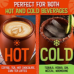 CANTAREY - 12oz Clay Cups for Tequila, Margaritas, Mojitos and More, Cantaritos de Barro Mexicanos, Natural Clay Margarita Glasses, Taco Tuesday Tazas de Barro, Set of 2