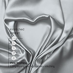 AL AHMEDANI LINEN 6 Piece Satin Sheets Queen and King Size with 4 Pillow Cases, 1 Satin Fitted Sheet, 1 Satin Duvet Cover - Gray