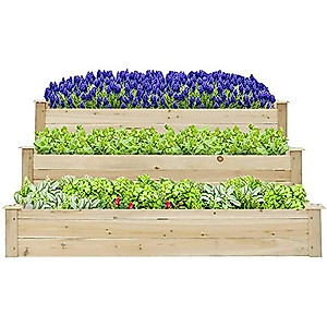 KINTNESS 3 Tier Raised Garden Bed Cedar Elevated Garden Bed Kit for Growing Vegetables Flowers Herb Box Outdoor Indoor …