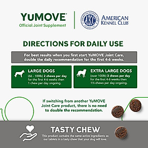 Lintbells YuMOVE Joint Supplement Dog Chews - Contains Glucosamine, Green Lipped Mussel - Natural Relief from Hip Ache, Stiff Joints - 1 Month’s Supply (Large & X-Large)