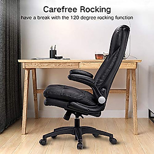 Hbada Executive Office Chair, Big and Tall Desk Chair 400lbs Wide Seat, High Back PU Leather Ergonomic Computer Chair with Adjustable Armrest, 360° Swivel Office Chair Adjustable Height, Black