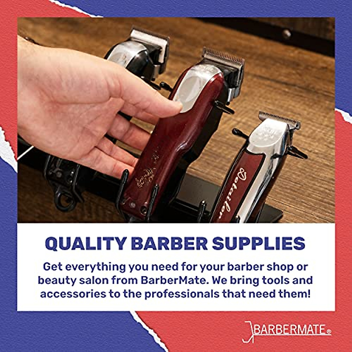 BarberMate Barber Buddy 6-Slot Clipper Rack, Barber Clipper and Hair Tool Organizer, Salon Station Rack, Professional Barber Supplies and Accessories