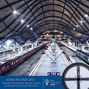 Hyperikon LED UFO High Bay Light 500W (2500 Watt Replacement), Shop and Warehouse Area Lighting, DLC