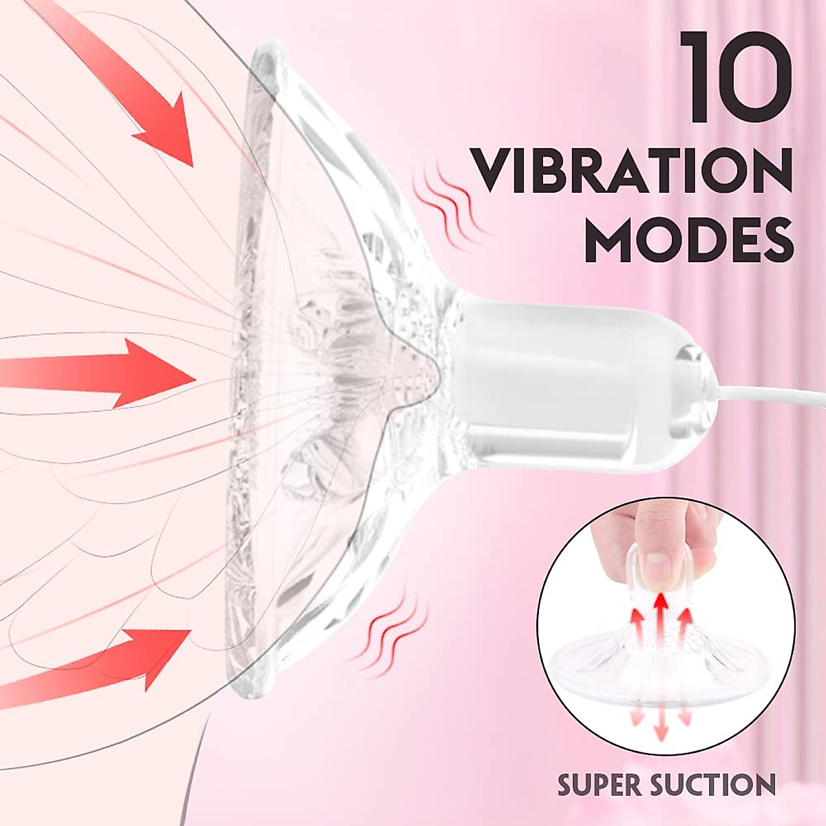 Nipple Toy-Vibrating Nipples Toy with 10 Modes Women's Sex Toys clitorals Stimulator with Romote Control Rechargeable Suction Vibrators Breast Massager for Sex Pleasure Pink