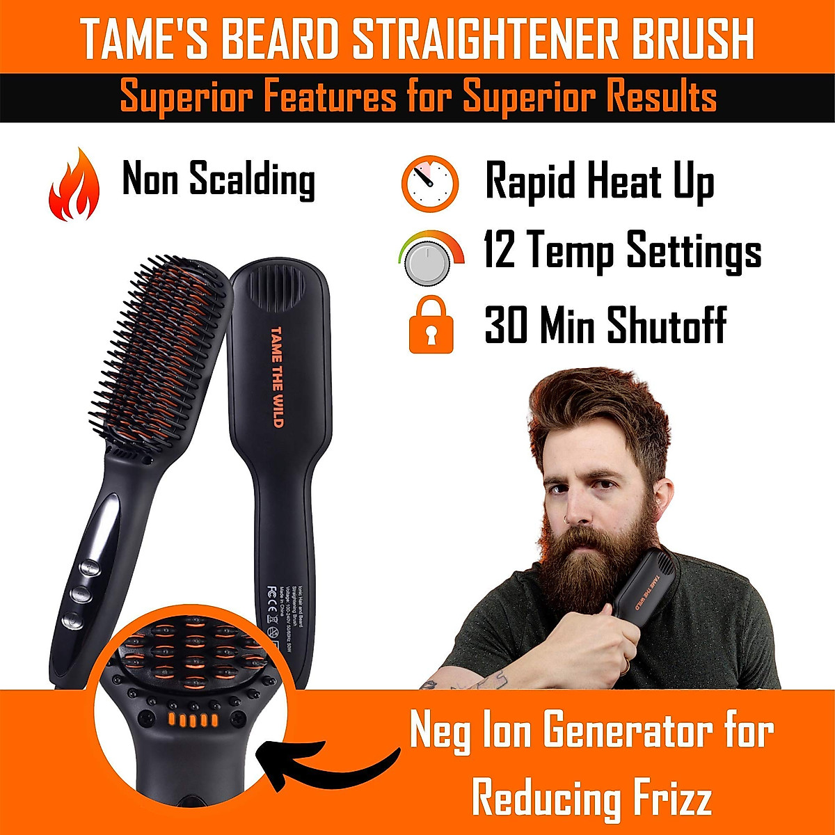 Tame's Elite Beard Straightener and Tame's Orange Walnut Beard Soap Bundle
