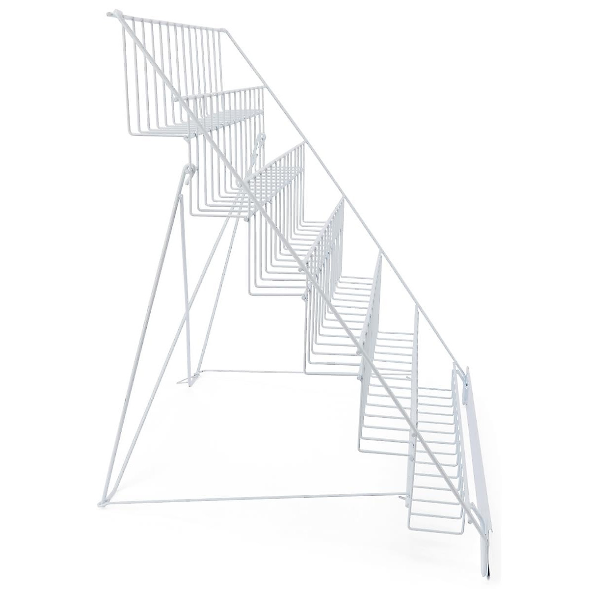 Displays2go 6-Tier Wire Countertop Rack for Literature, Open Shelving Accommodates a Variety of Items, Small Sign Channel - White