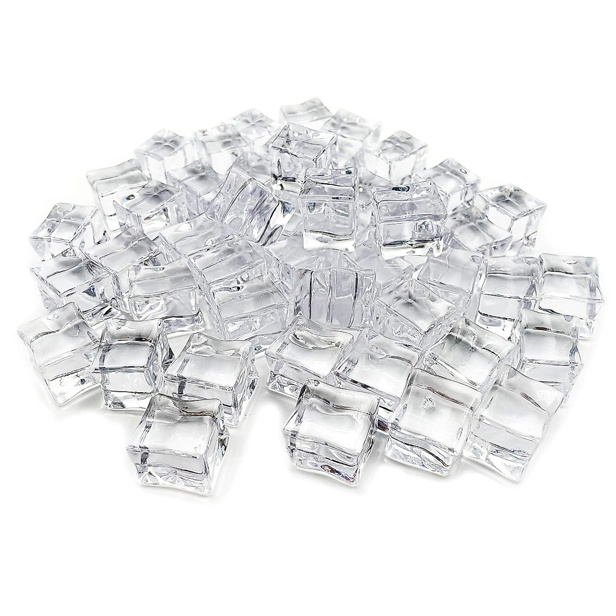 LYFJXX Fake Ice, Clear Fake Ice Cubes Acrylic, 17 mm 100 PCS Acrylic Decorative Ice Cubes for Photography Accessories Props Decoration Vase Fillers