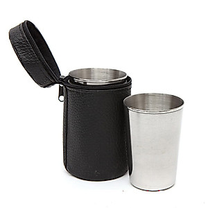 BESPORTBLE Stainless Steel Shot Cups Tumbler: 1 Set Metal Shooters with Leather Carrying Case for Whiskey Liquor Drinking Vessel Sauce Cups Dipping Bowls for BBQ Kitchen Camping Travel