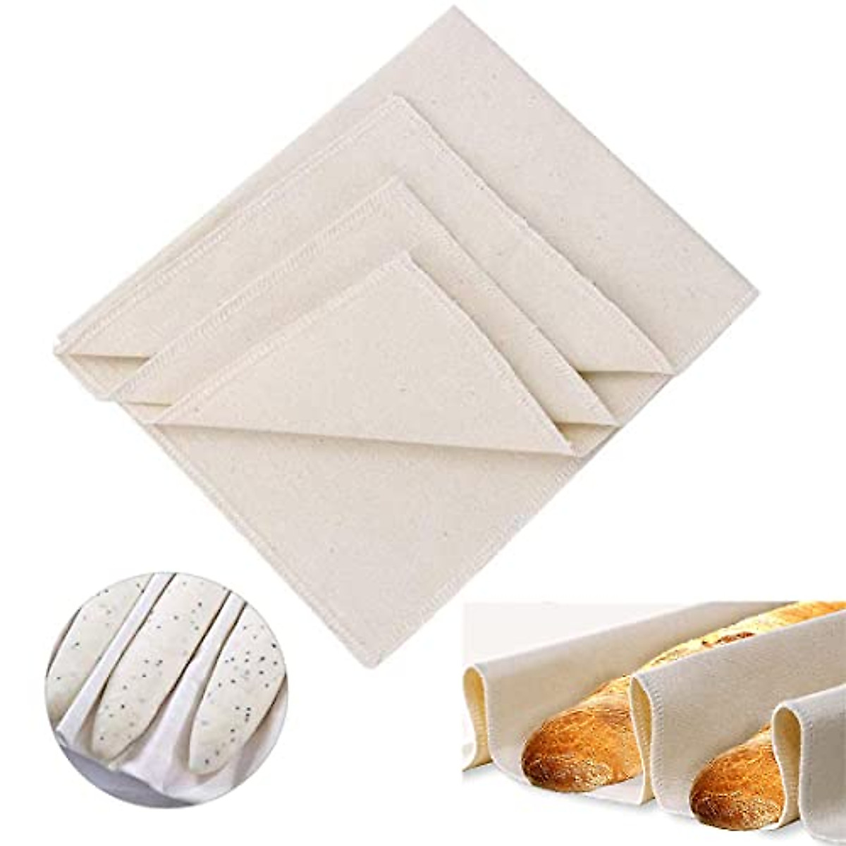 Bread Lame Set Hand Crafted with 5 replacement blade and Leather Protective Cover professional 100% Pure Cotton Pastry bakers dough couche proofing cloth for French Baguette loaves loaf (Lager Cover)