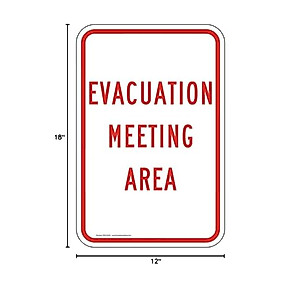 ComplianceSigns.com Evacuation Meeting Area Sign, Reflective White, 18x12 Inch on 80 mil Aluminum for Emergency Response