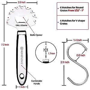 Homeflowz Grill Scraper - Bristle Free Grill Grate Scraper - Fits Any BBQ Grilling Grate or Griddle - Grill Scraper Tool with Bottle Opener - Premium Stainless Steel Grill Scraper