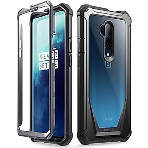 Poetic OnePlus 7 Pro Rugged Clear Case, Full-Body Hybrid Shockproof Bumper Cover, Built-in-Screen Protector, Guardian Series, Case for OnePlus 7 Pro (2019 Release), Black/Clear