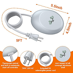 Keten Bird Bath Heater for Outdoors in Winter, 70W Thermostatic Controlled Auto Shut Off Birdbaths Deicer, Winter Water Heated De-icer for Bird, Chicken, Duck, Farm Trough