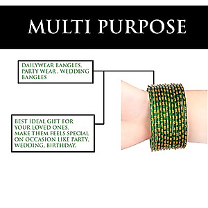 JD'Z COLLECTION Glass Bangles For Women, Indian Traditional Jewelry Glass Bangles Set for Ethnic Daily Wear, Bollywood Bridal Bangles for Indian Marriage (Set of 12-2.8) - Green