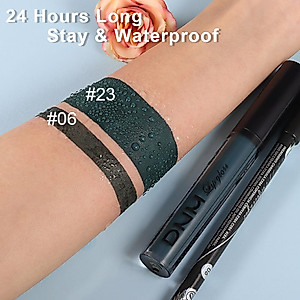 evpct 2Pcs Matte Dark Green Lipstick and Lip Liner Gloss Makeup Set DNM matt Matte Liquid Lipstick Long Lasting Set 24H and with Lip Liner 23#
